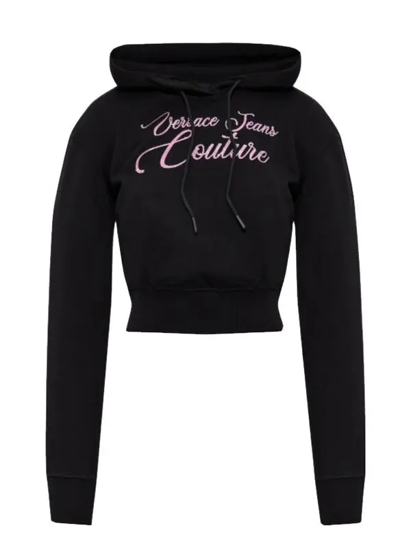 Versace Cropped Hoodie - Black
