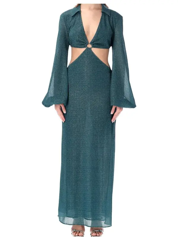 Oseree Long Sleeve Cut-out Maxi Dress - Blue