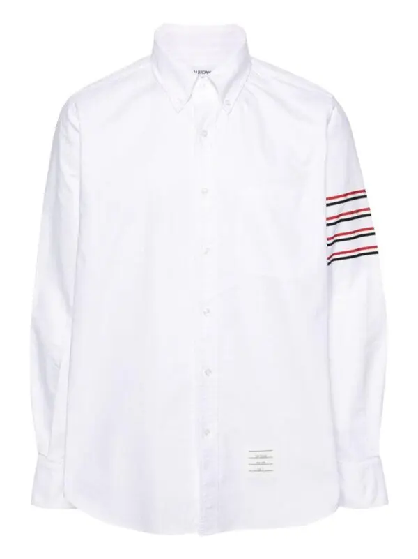 Thom Browne 4-bar Stripe Detailed Buttoned Shirt - White