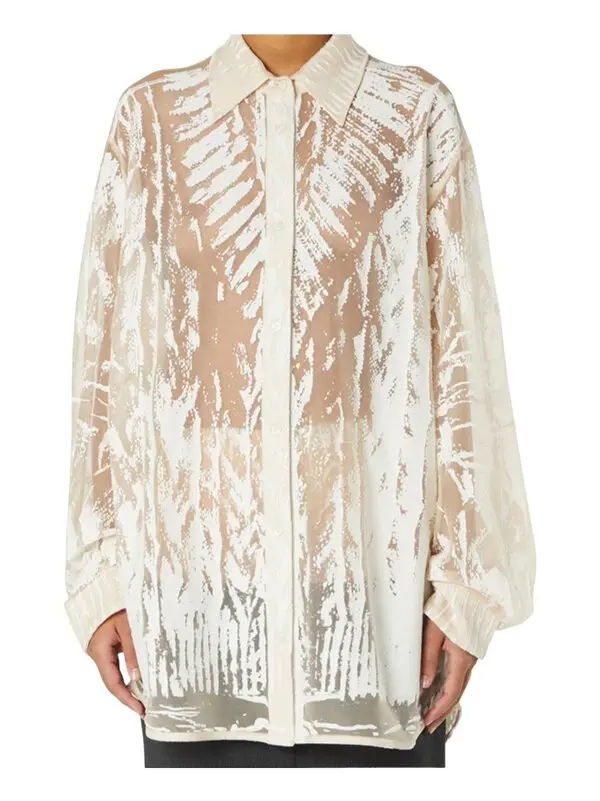 DIESEL® Abstract Print Sheer Shirt - White