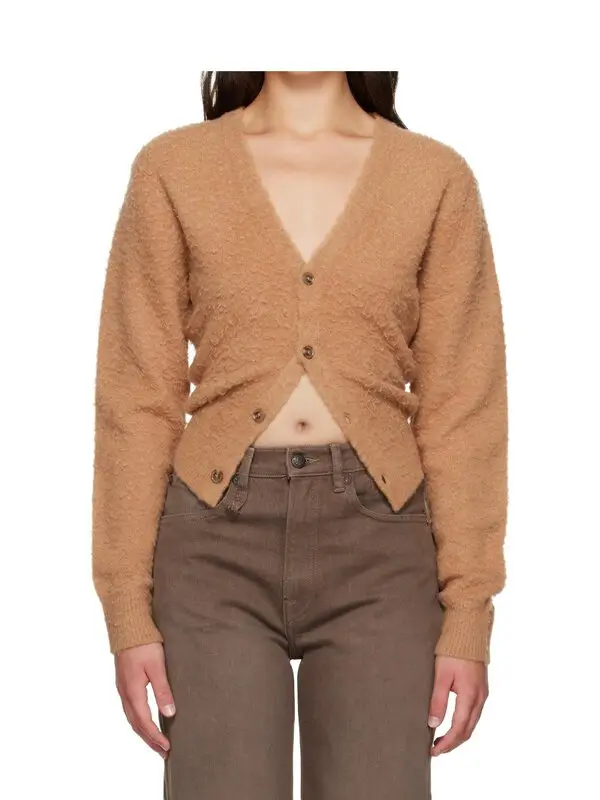R13 Brushed-knit Split Hem Cardigan - Yellow-brown