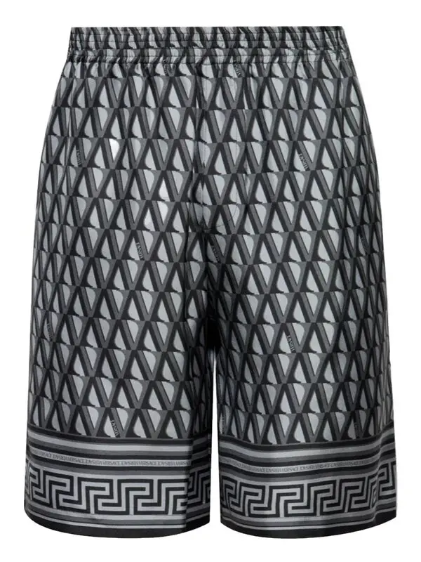 Versace Pattern-printed Elasticated Waist Shorts - Grey