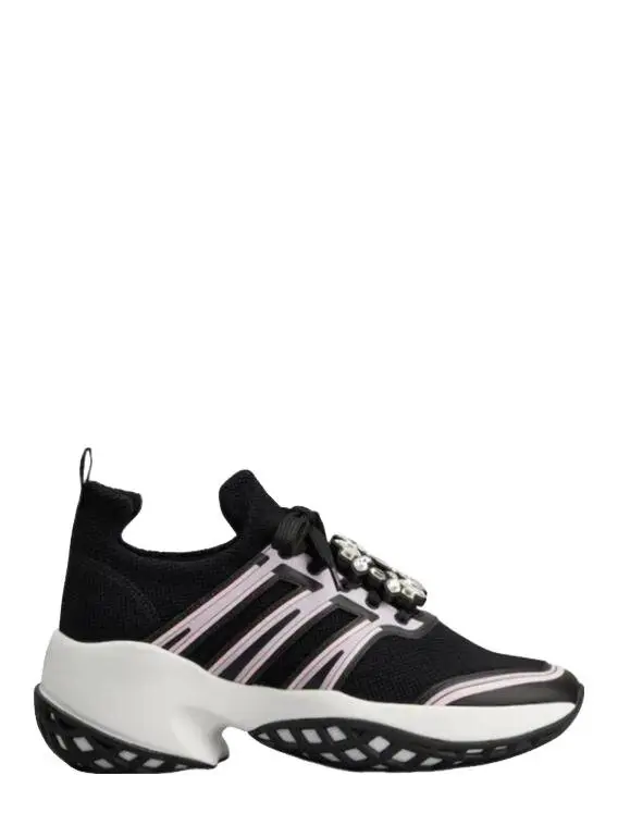 ROGER VIVIER Embellished Paneled Sneakers - Black