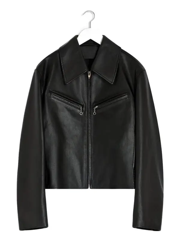 LEMAIRE Boxy Leather Zip-up Blouson - Mocha