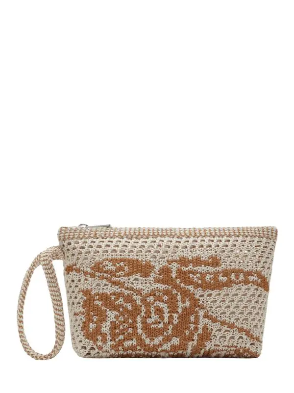 Burberry Ekd Jacquard Zipped Pouch - White/sand