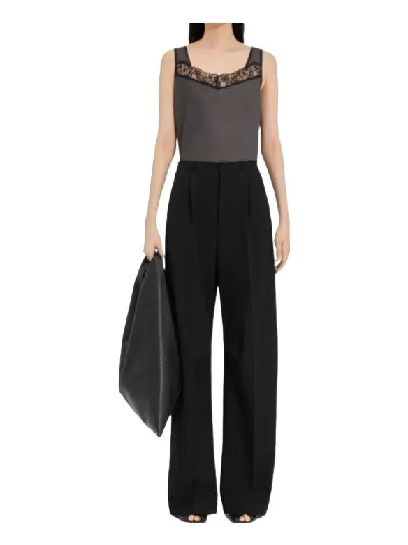 MAISON MARGIELA Wide-leg Trousers With Raw Edge Waistband - Black