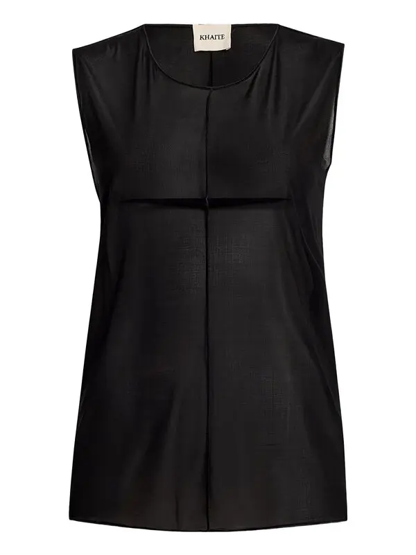 Khaite Sleeveless Top With Ruffled Hem - Black
