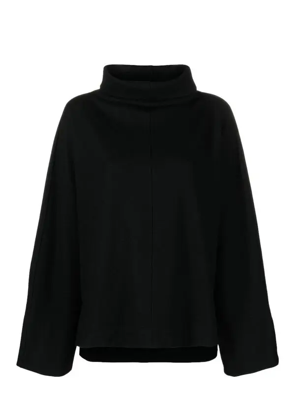 Issey Miyake Mock Neck Wide-sleeved Knit Top - Black