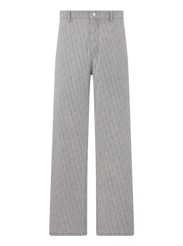 Dior Monogrammed Straight-leg Jeans - Grey
