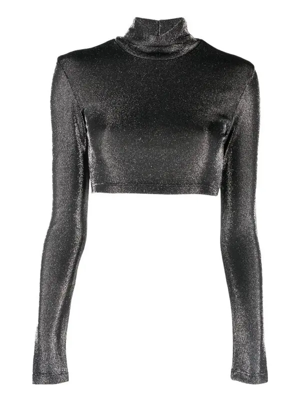 ROTATE BY BIRGER CHRISTENSEN High-neck Cropped Blouse - No