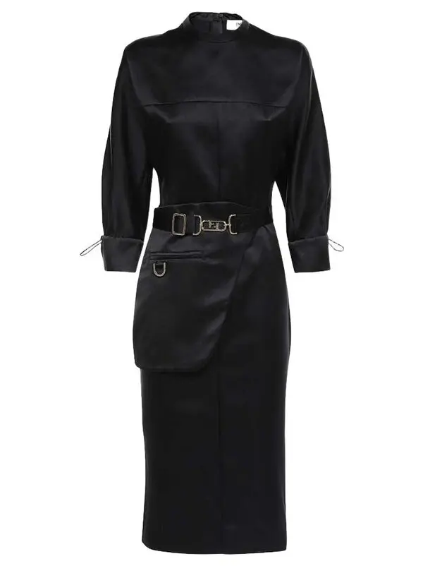 Fendi Belted Logo Dress - Black