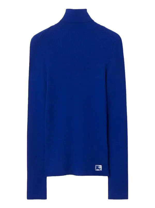 Burberry Equestrian Knight Roll-neck Knitted Jumper - Blue