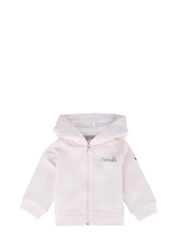 Moncler Logo Printed Stretched Tracksuit Set - Soft Pink
