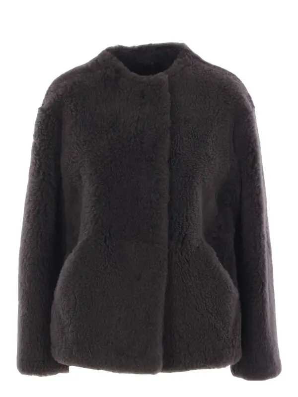 Max Mara Long-sleeved Crewneck Coat - Black