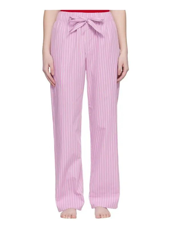 TEKLA Drawstring Striped Pajama Pants - Purple Pink