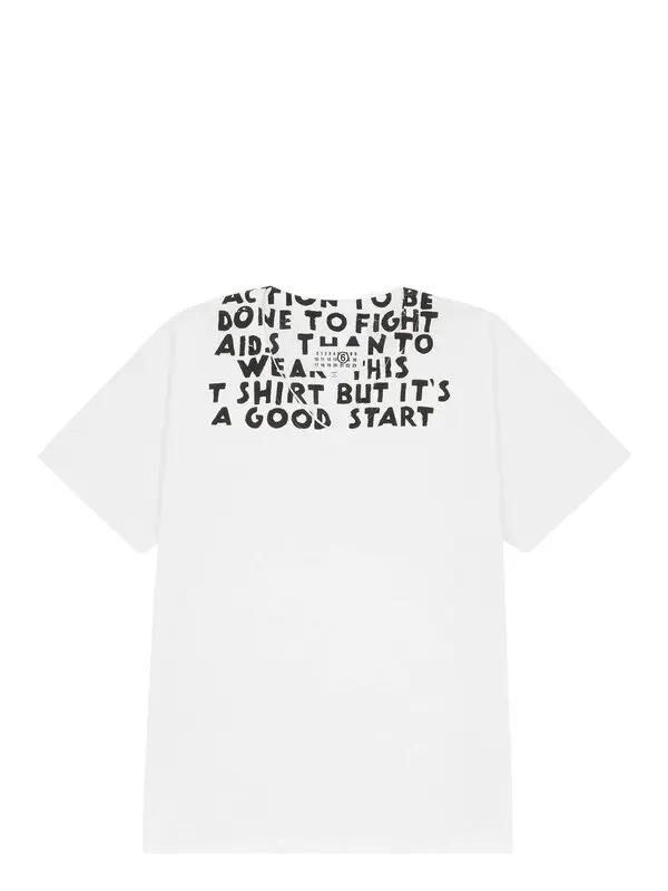 MAISON MARGIELA V-neck Slogan T-shirt - White