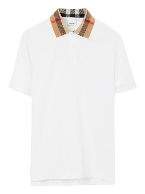 Burberry Checked Short-sleeved Polo Shirt - White