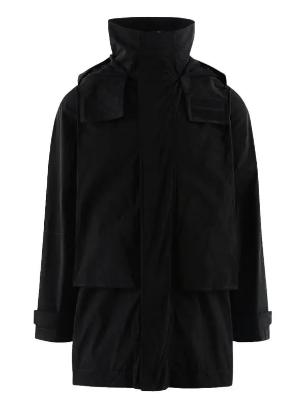 Dsquared2 Logo Print Hooded Mid-length Coat - Black