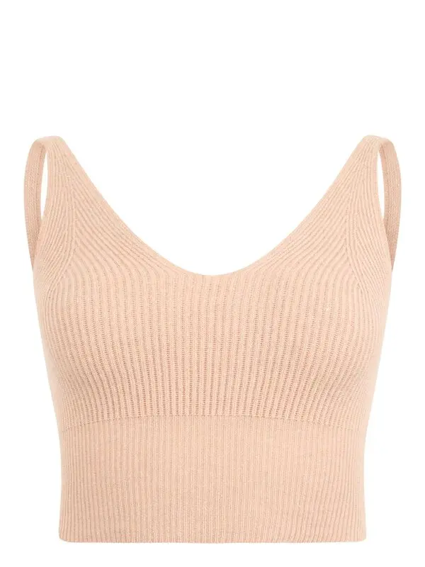 Peserico Ribbed Knit U-neck Cropped Tank Top - Nude