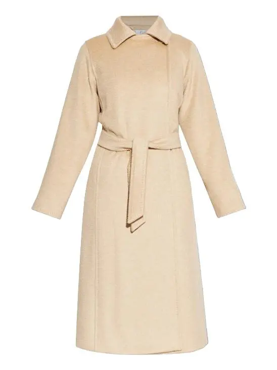 Max Mara Long-sleeve Belted Coat - Nude