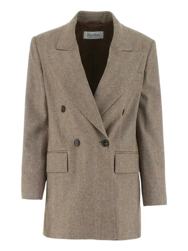 Max Mara Logo Detail Double-breasted Blazer - Gray