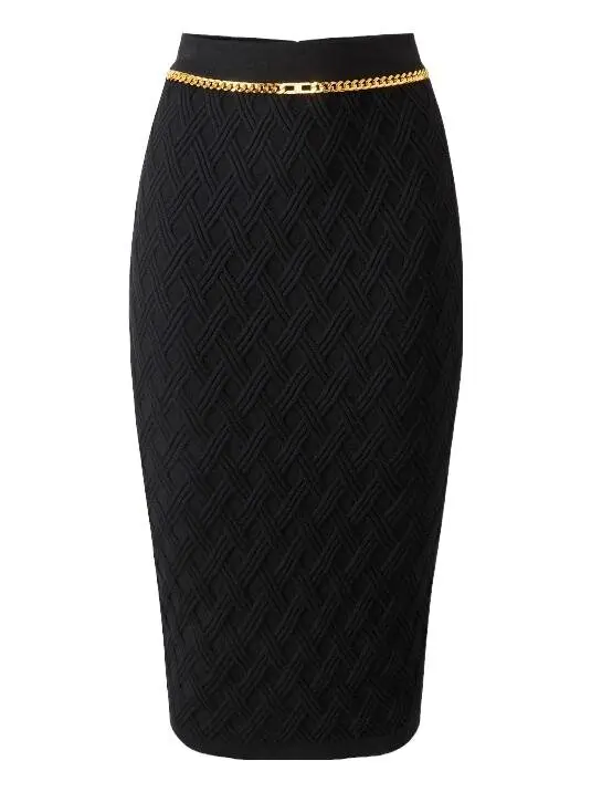 Elisabetta Franchi Embellished Midi Skirt - Black