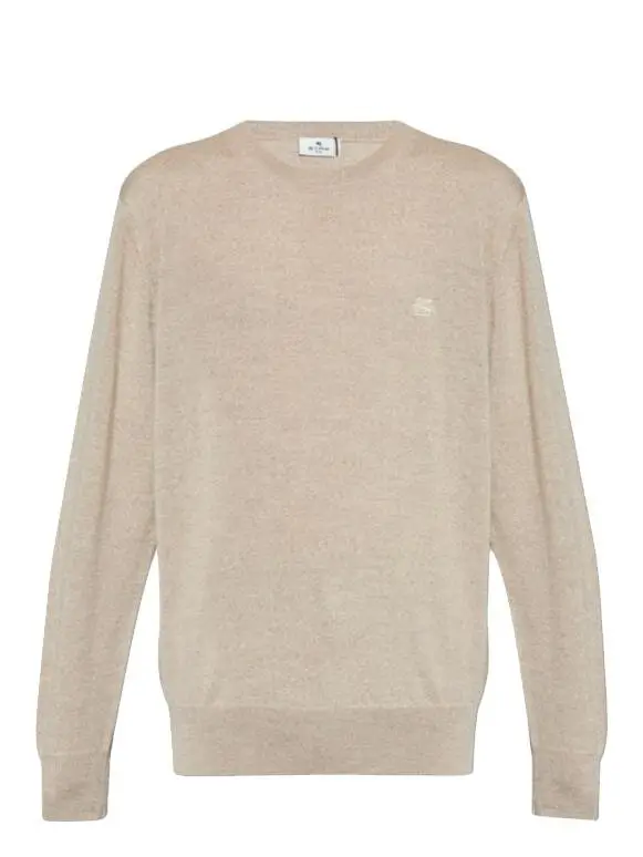 Etro Pegaso Embroidered Crewneck Jumper - Nude