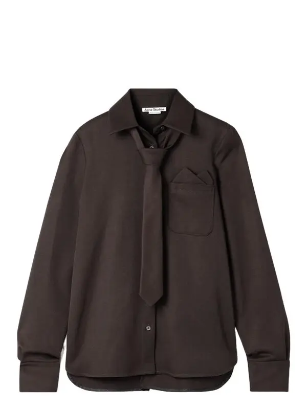 Acne Studios Long Sleeve Shirt With Matching Tie - Brown