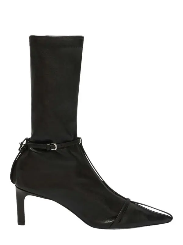 JIL SANDER High-heeled Pointed Toe Sock Boots - Black