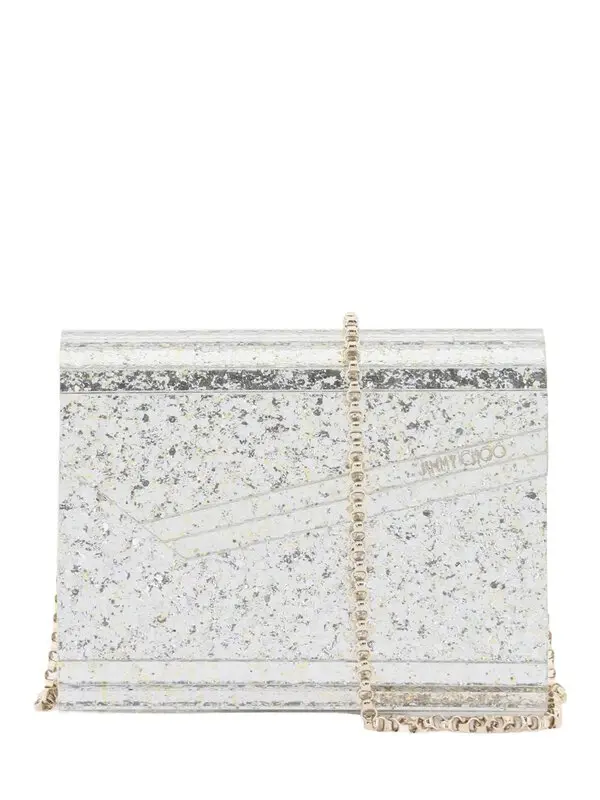 JIMMY CHOO Asymmetrical Clamshell Magnetic Buckle Shoulder Bag - White