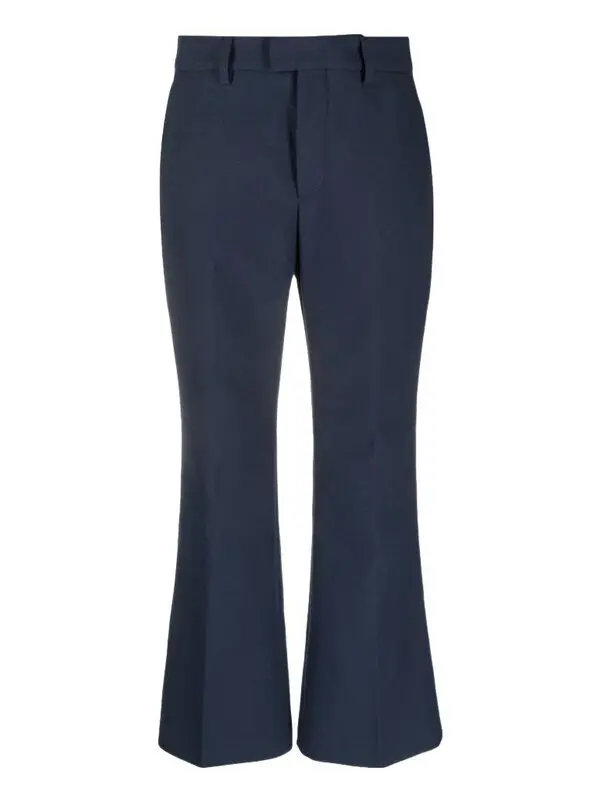 Closed Wide-leg Cropped Trousers - Blue