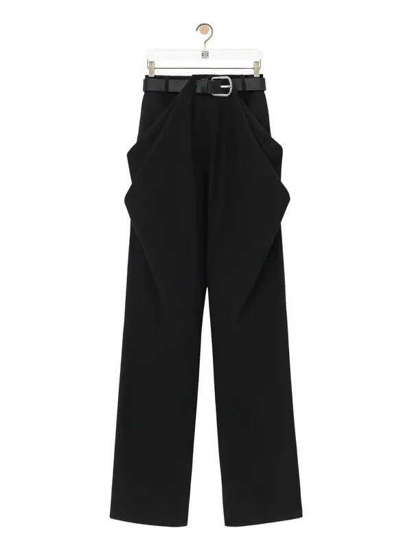 Loewe Draped Cotton Trousers - Black