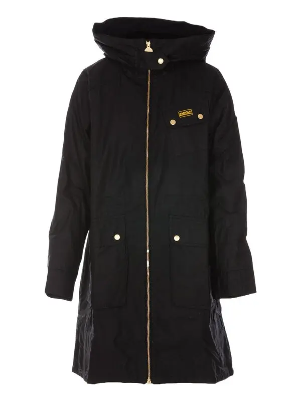 Barbour Monaco Zip-up Hooded Wax Coat - Black