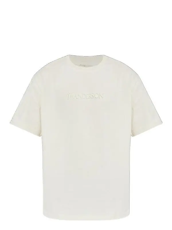 J.W.ANDERSON Jw Anderson Flocked-logo Crewneck T-shirt - White