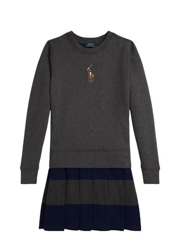Ralph Lauren Sweatshirt Dress With Pleated Skirt - Black