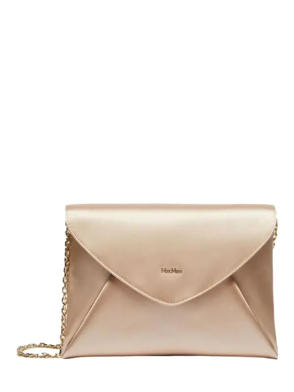 Max Mara Satin Envelope Clutch With Chain Strap - Nude