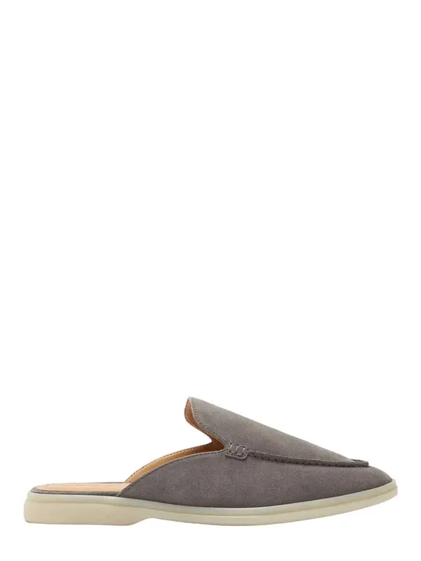 SCAROSSO Lucrezia Suede Slip-on Mules - Grey