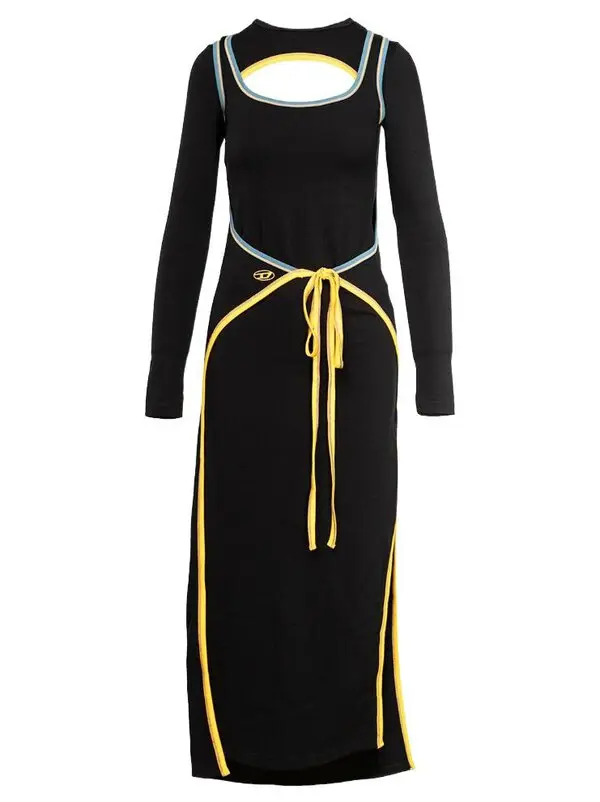 DIESEL® D-crosser Logo-embroidered Dress With Contrast Trims - Black