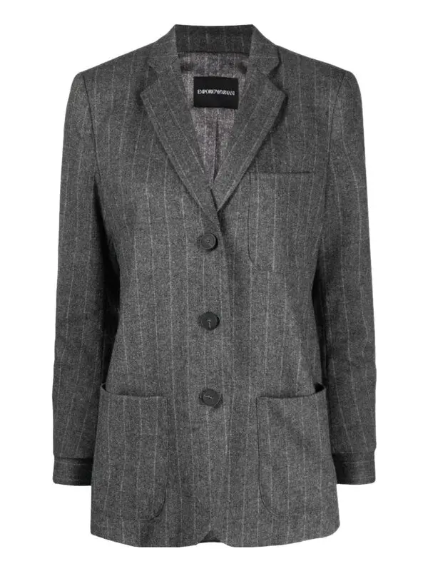 Emporio Armani Single-breasted Pinstriped Blazer - Gray