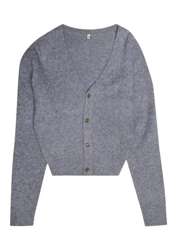 R13 Brushed-knit Split Hem Cardigan - Light Hemp Gray