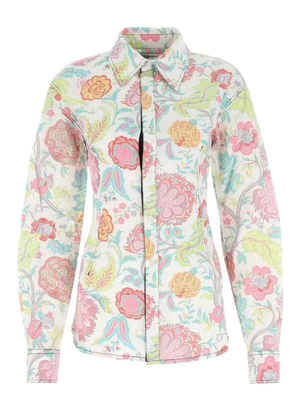 MARINE SERRE Floral Print Corset Shirt - White