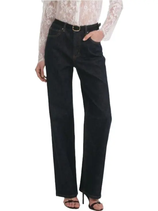 SELF-PORTRAIT 5-pocket Straight Jeans - Indigo
