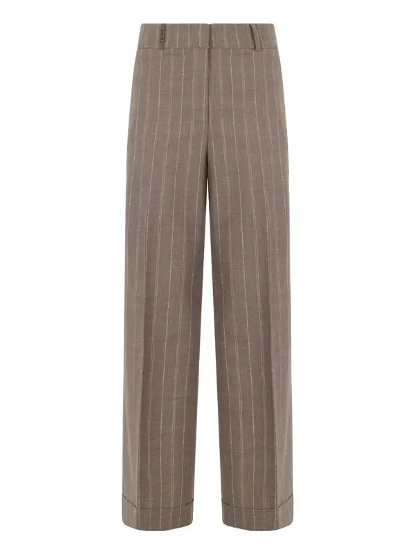 Peserico Pinstriped Wide-leg Trousers - Gray
