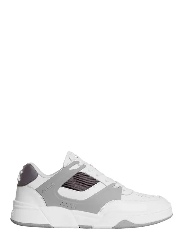 Celine Ct-09 Calfskin And Mesh Trainers - Optical White/gray
