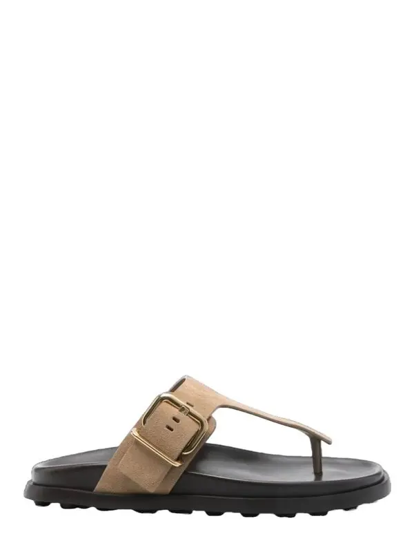 TOD'S Buckle Detail Thong Sandals - Sand Beige