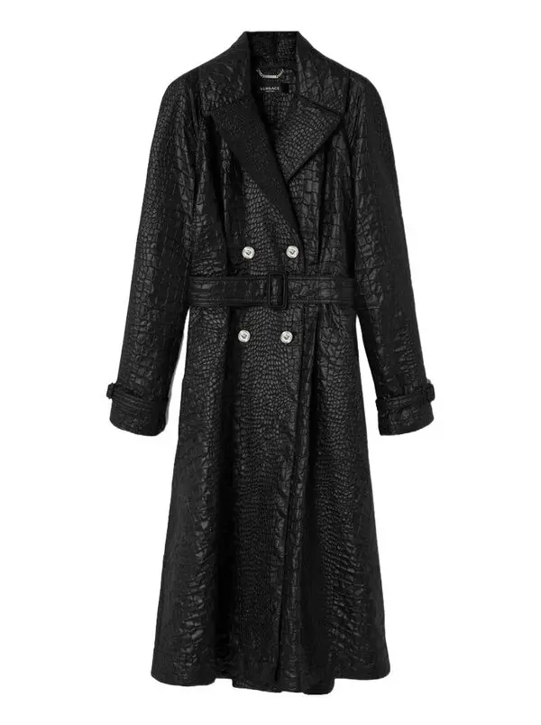 Versace Embossed Trench Coat - Black
