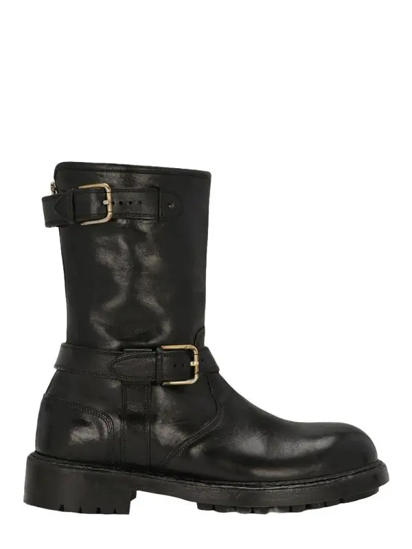 Dolce & Gabbana Bernini Buckled Biker Boots - Black