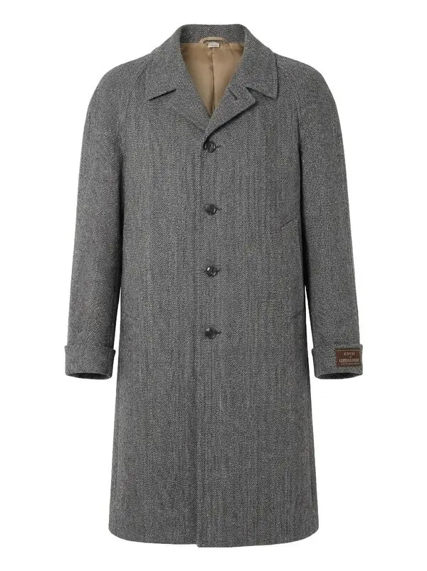 Gucci Single-breasted Houndstooth Checked Coat - Gray