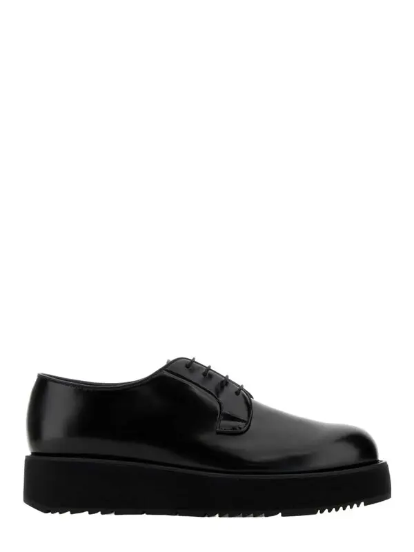Prada Brushed Leather Derby With Thick Sole - Black