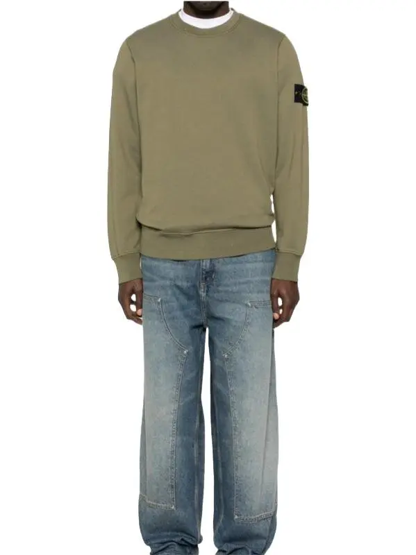 Stone Island Logo Patch Crewneck Sweatshirt - Gray